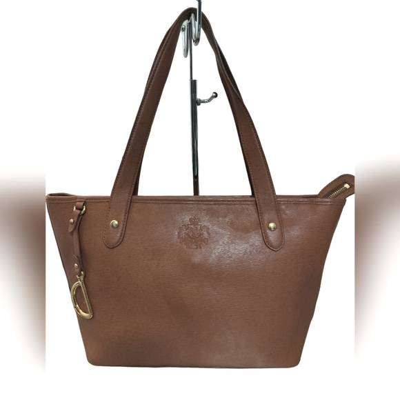 Ralph Lauren | Bags | 2285 Ralph Lauren Cognac Rll Logo Embossed ...